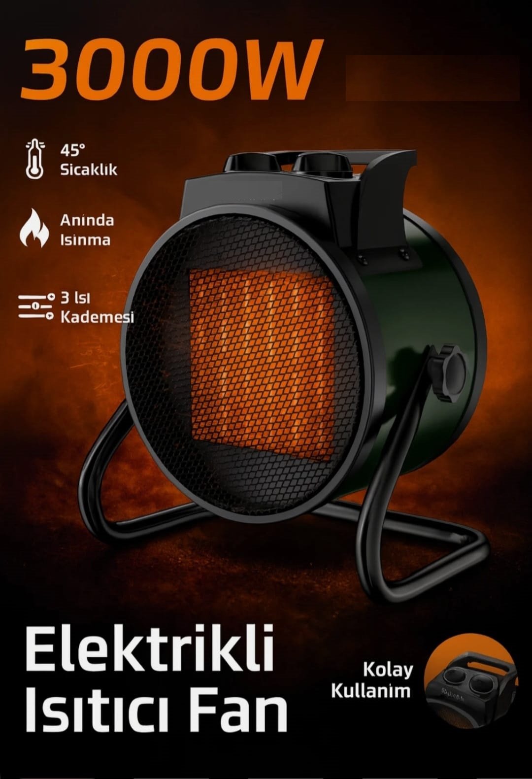 Fanlı Isıtıcı 3 kw Mobil-Taşınabilir Soba, Fansan Fan Market ...